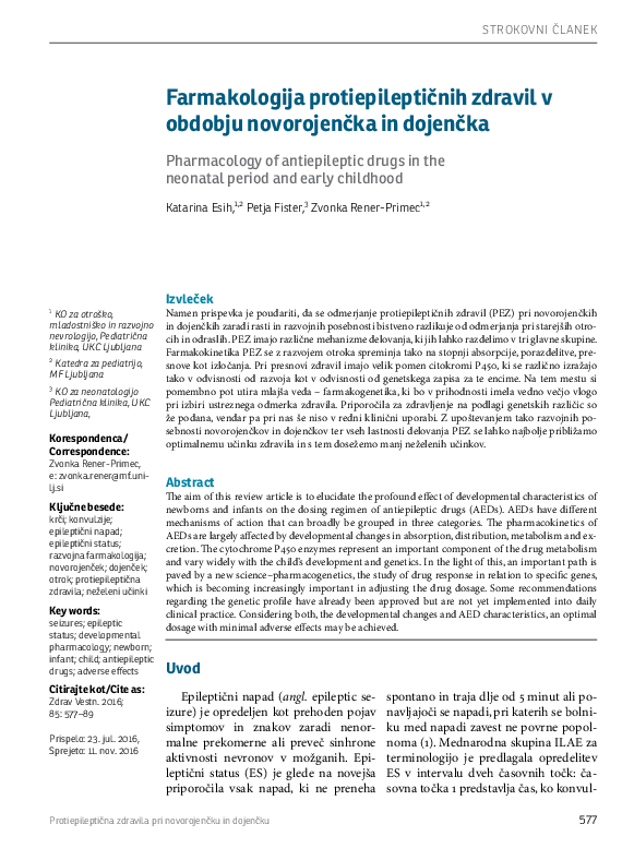 (PDF) Pharmacology of antiepileptic drugs in the neonatal period and ...