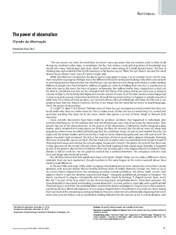 (PDF) The power of observation