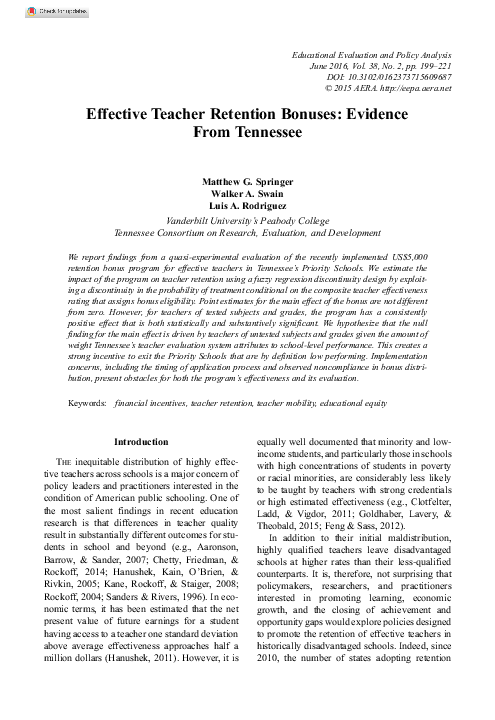 (PDF) Effective Teacher Retention Bonuses | Luis Rodriguez - Academia.edu