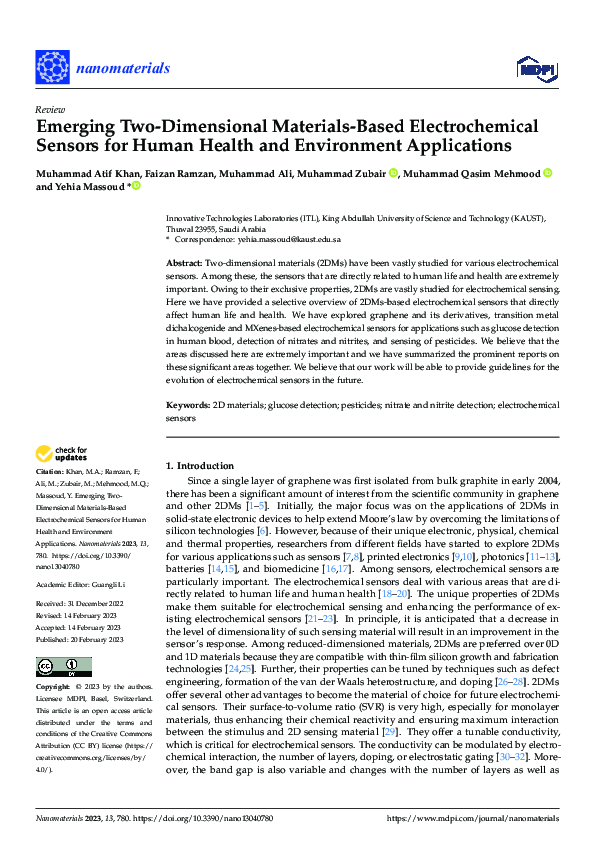(PDF) Emerging Two-Dimensional Materials-Based Electrochemical Sensors for Human Health and ...