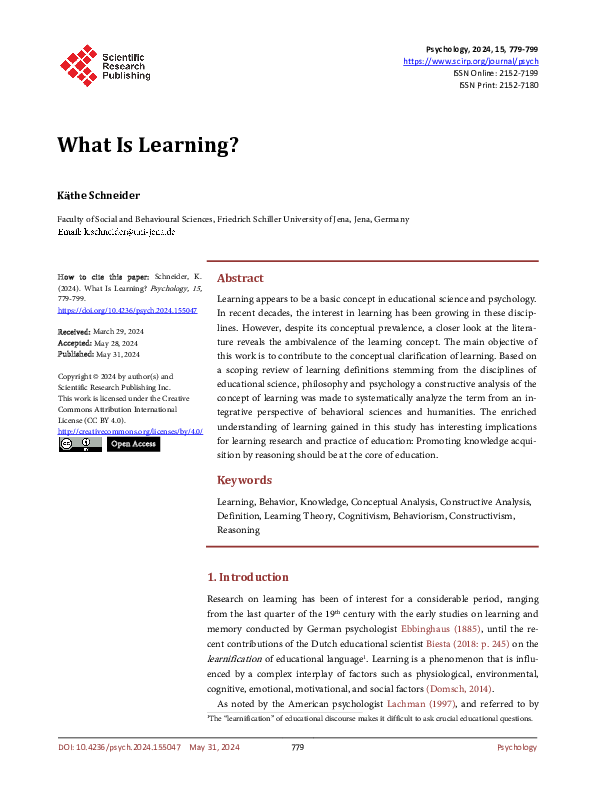 (PDF) What is learning?