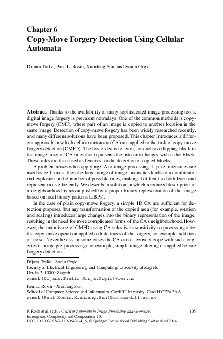 (PDF) Copy-Move Forgery Detection Using Cellular Automata | Paul Rosin - Academia.edu