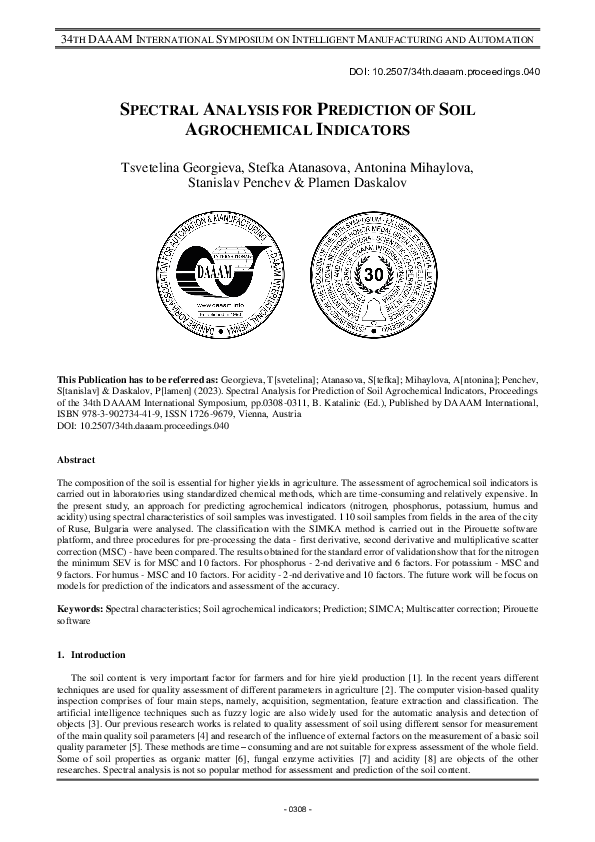 (PDF) Spectral Analysis for Prediction of Soil Agrochemical Indicators