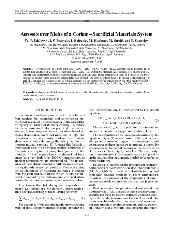 (PDF) Aerosols over melts of a corium–sacrificial materials system ...