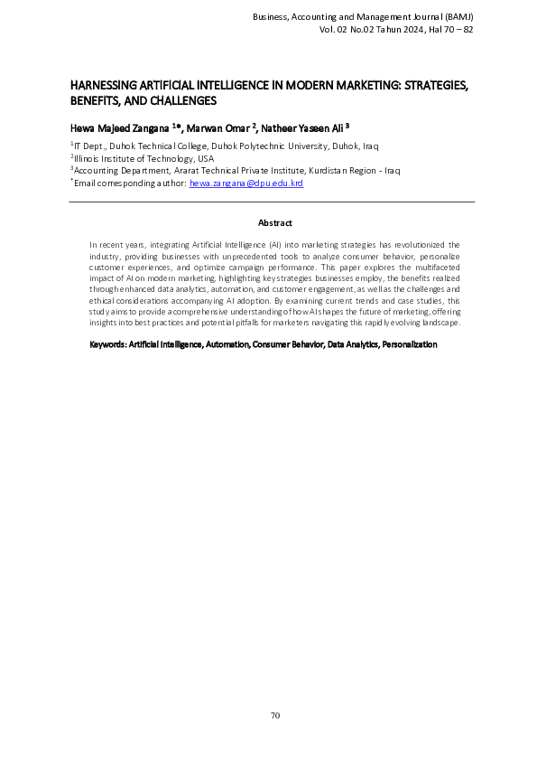 (PDF) HARNESSING ARTIFICIAL INTELLIGENCE IN MODERN MARKETING ...