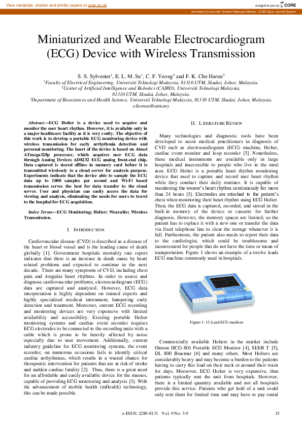 (PDF) Miniaturized and Wearable Electrocardiogram (ECG) Device with ...