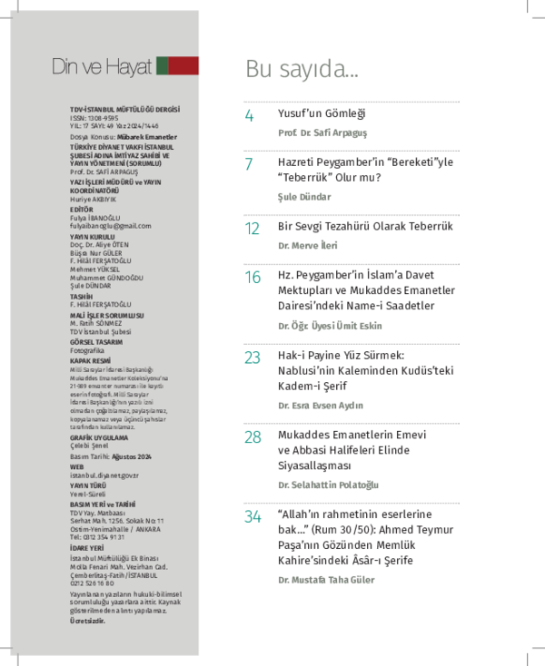 (PDF) Hz. Peygamber’in İslam’a Davet Mektupları ve Mukaddes Emanetler ...