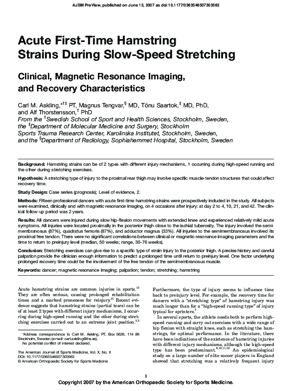 (PDF) Acute First-Time Hamstring Strains during Slow-Speed Stretching ...