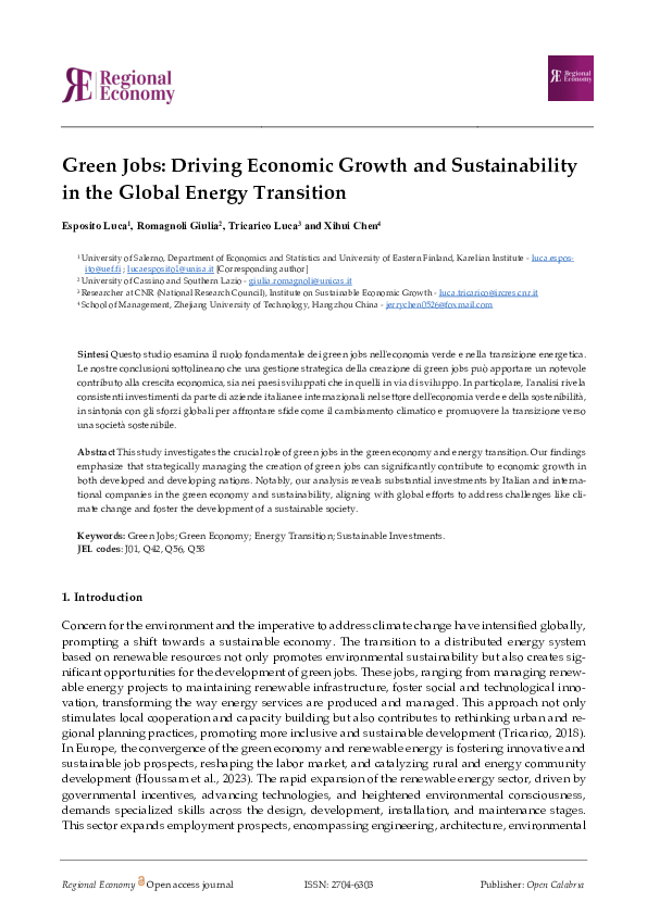 (PDF) Green Jobs: Driving Economic Growth and Sustainability in the ...