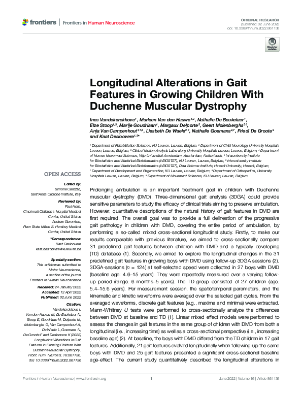 (PDF) Longitudinal Alterations in Gait Features in Growing Children ...