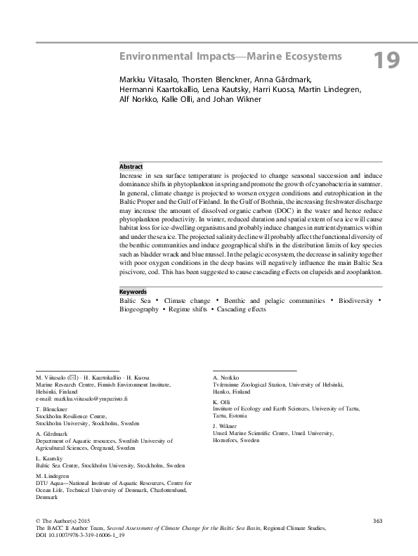 (PDF) Environmental Impacts—Marine Ecosystems | Stefan Garthe ...