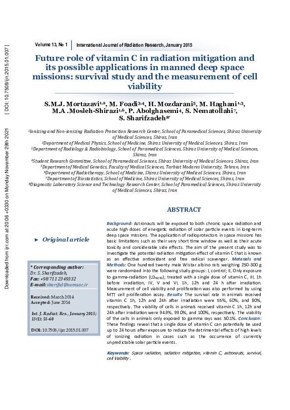 (PDF) Future role of vitamin C in radiation mitigation and its possible ...