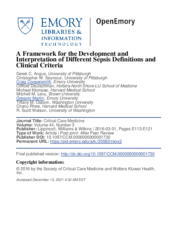 (PDF) A Framework for the Development and Interpretation of Different ...