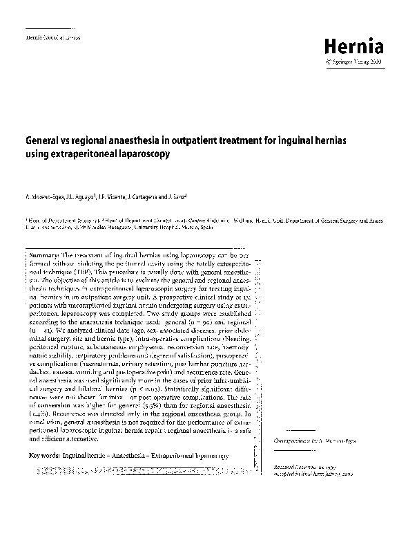 (PDF) General vs regional anaesthesia in outpatient treatment for ...