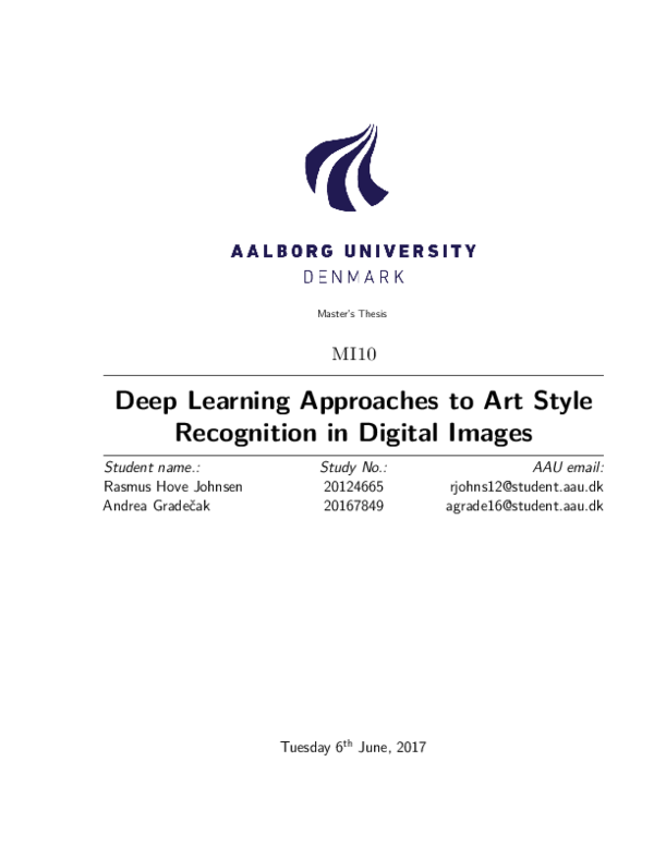(PDF) Deep Learning Approaches to Art Style Recognition in