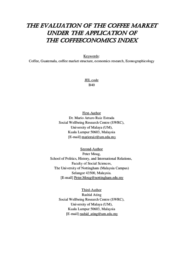 (PDF) The Evaluation of the Coffee Market under the Application of the ...