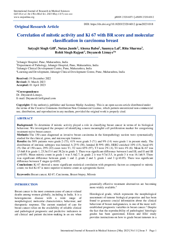(PDF) Correlation of mitotic activity and Ki 67 with BR score and ...