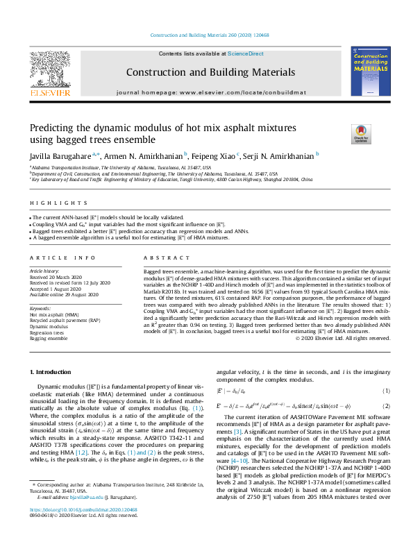 (PDF) Predicting the dynamic modulus of hot mix asphalt mixtures using ...