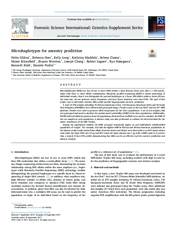 (PDF) Microhaplotypes for ancestry prediction