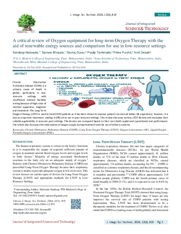 (PDF) A critical review of Oxygen equipment for long-term Oxygen ...