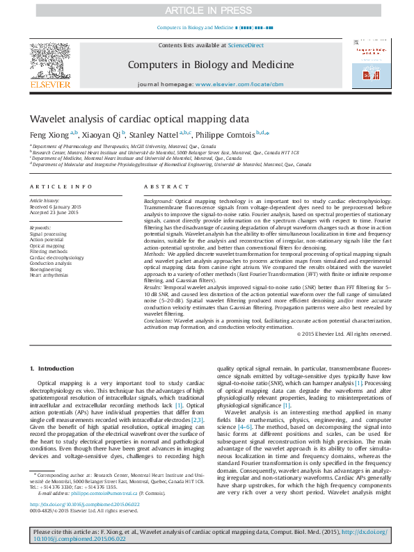 (PDF) Wavelet analysis of cardiac optical mapping data | Philippe Comtois - Academia.edu
