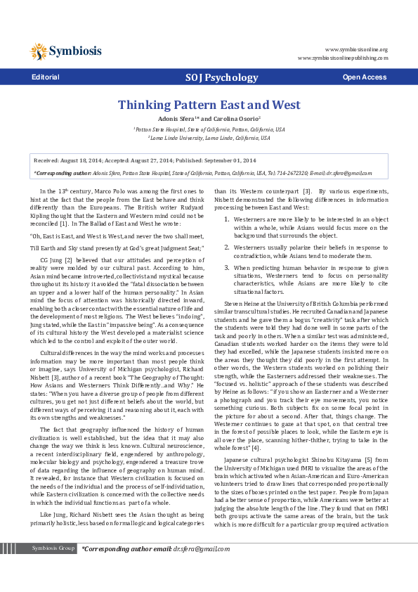 (PDF) Thinking Pattern East and West