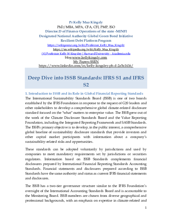 (PDF) Deep Dive into ISSB Standards IFRS S1 and IFRS S