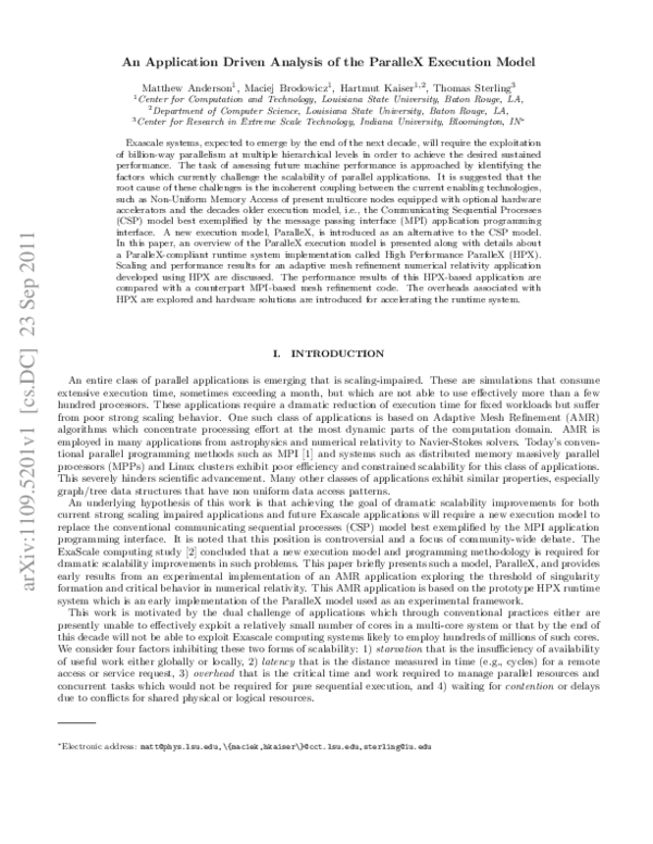 (PDF) An Application Driven Analysis of the ParalleX Execution Model