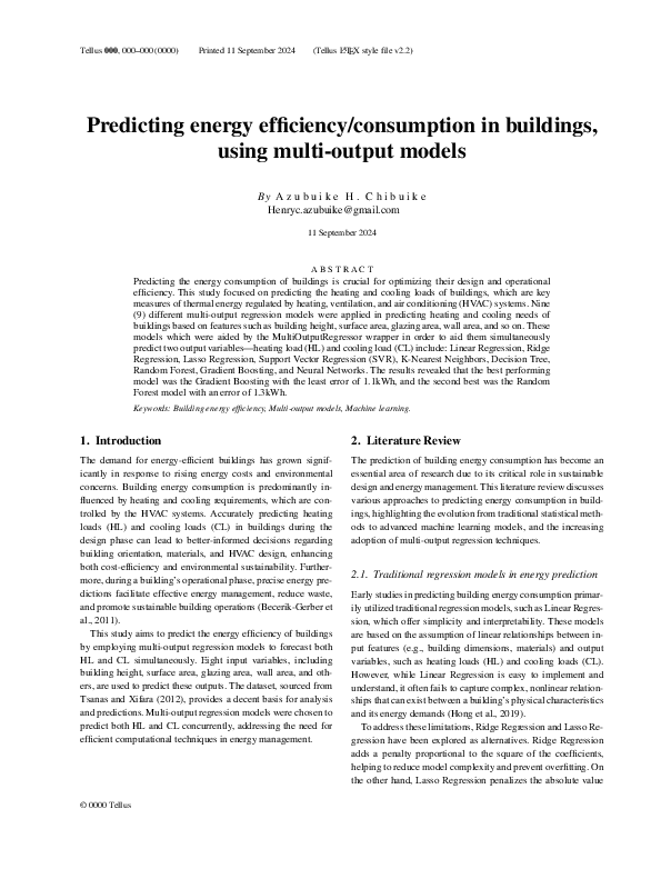 (PDF) Predicting energy efficiency/consumption in buildings, using multi-output models
