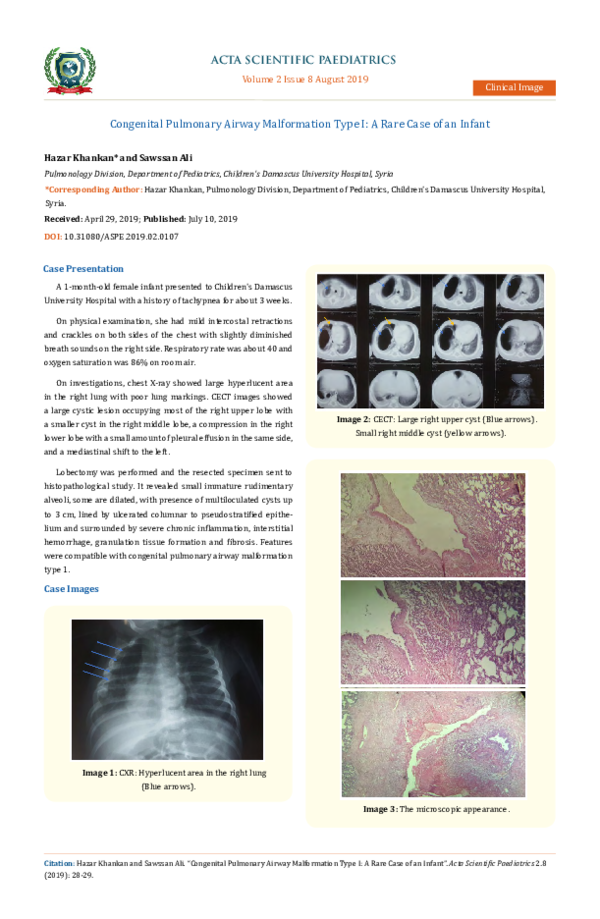(PDF) Congenital Pulmonary Airway Malformation Type I: A Rare Case of ...
