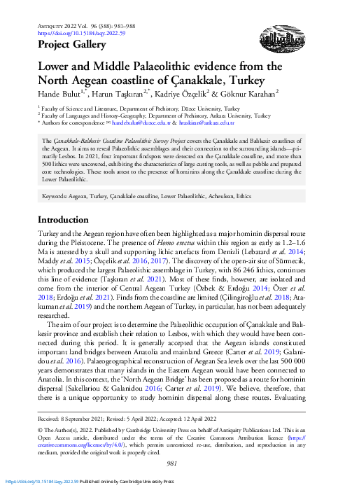 (PDF) Lower and Middle Palaeolithic evidence from the North Aegean ...