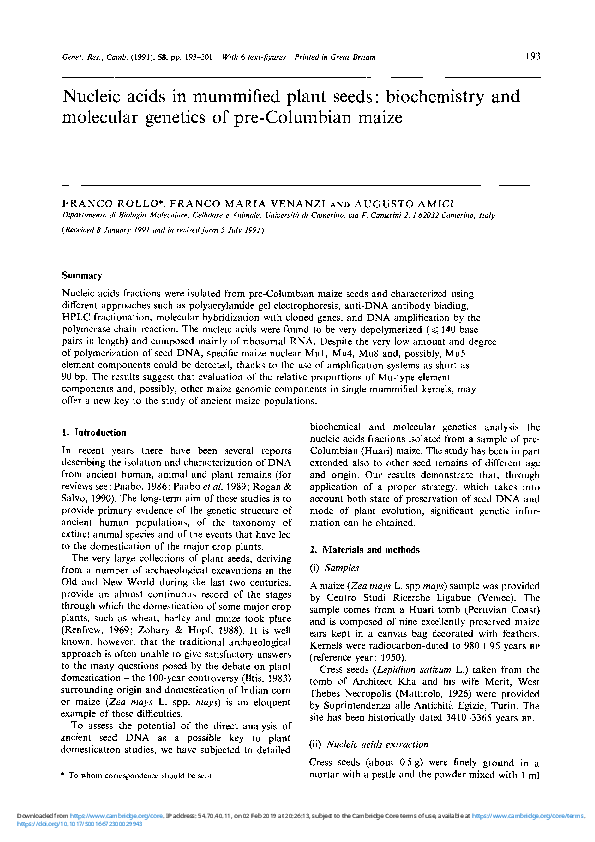(PDF) Nucleic acids in mummified plant seeds: biochemistry and ...