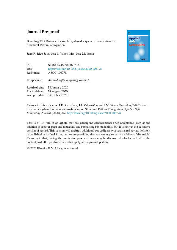 Pdf Bounding Edit Distance For Similarity Based Sequence Classification On Structural Pattern