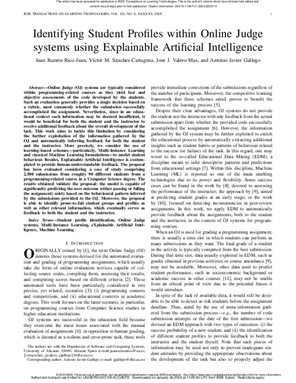 (PDF) Identifying Student Profiles Within Online Judge Systems Using Explainable Artificial ...