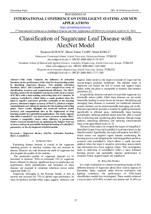 (PDF) Classification of Sugarcane Leaf Disease with AlexNet Model | Elham Yasin - Academia.edu