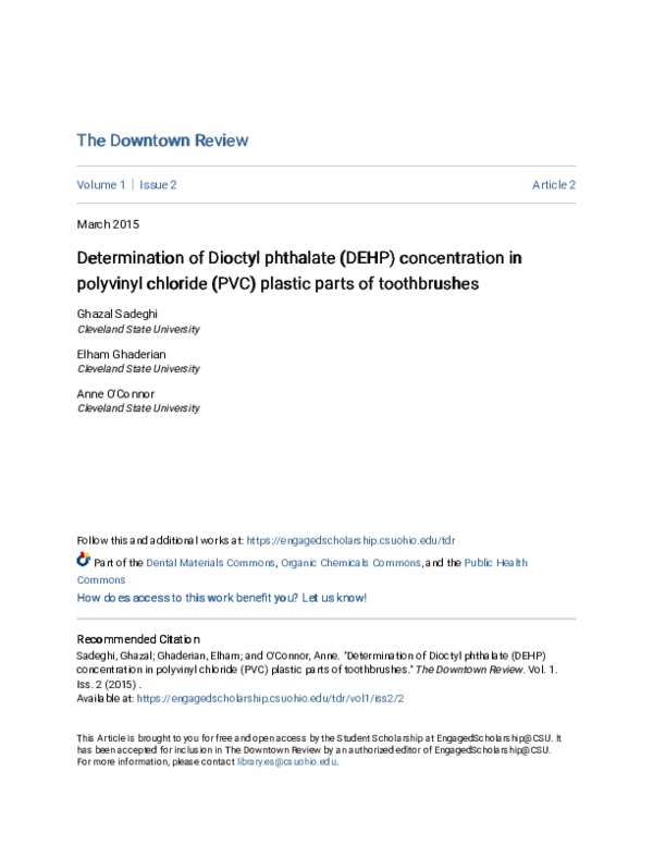 (PDF) Determination of Dioctyl phthalate (DEHP) concentration in ...