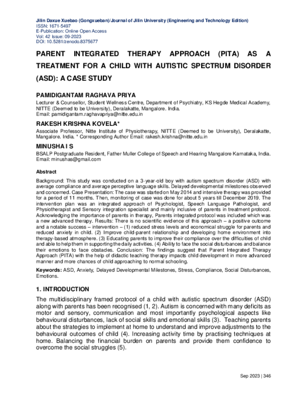 (PDF) Parent Integrated Therapy Approach (Pita) as a Treatment for a ...