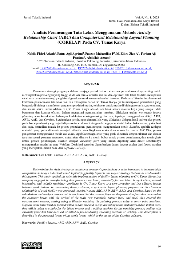 (PDF) Analisis Perancangan Tata Letak Menggunakan Metode Activity Relationship Chart (ARC) dan ...
