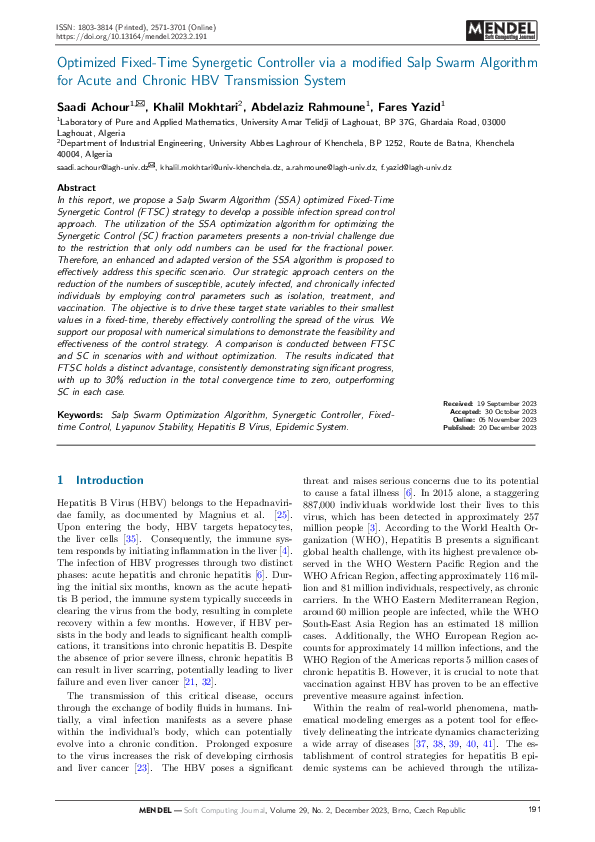 (PDF) Optimized Fixed-Time Synergetic Controller via a modified Salp ...