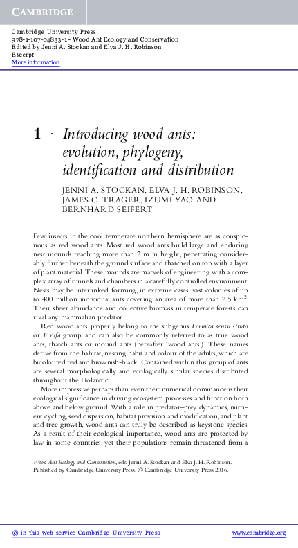 Pdf Introducing Wood Ants Evolution Phylogeny Identification And Distribution