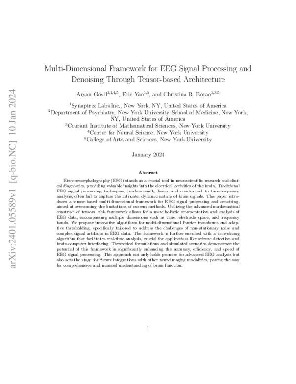 (PDF) Multi-Dimensional Framework for EEG Signal Processing and Denoising Through Tensor-based ...