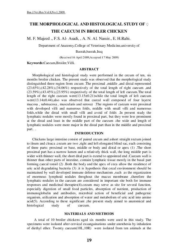 (PDF) ِthe Morphological and Histological Study of the Caecum in ...