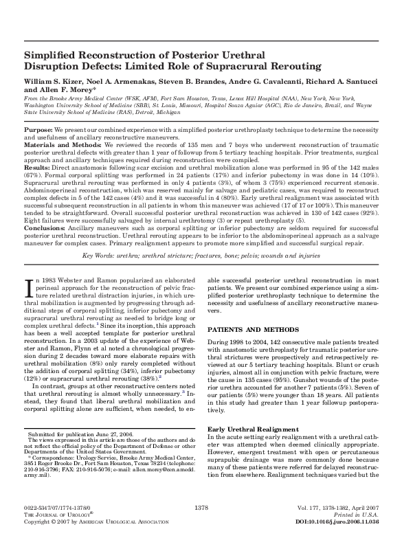 (PDF) Simplified Reconstruction of Posterior Urethral Disruption ...