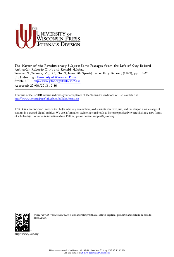 (PDF) The Master of the Revolutionary Subject: Some Passages from the ...