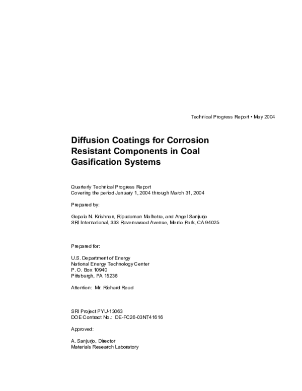(PDF) Diffusion Coatings for Corrosion Resistant Components in Coal ...