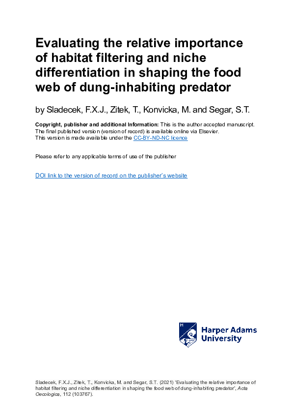 (PDF) Evaluating the relative importance of habitat filtering and niche ...