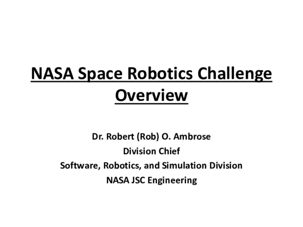 (PDF) NASA Space Robotics Challenge Overview | Robert Ambrose ...