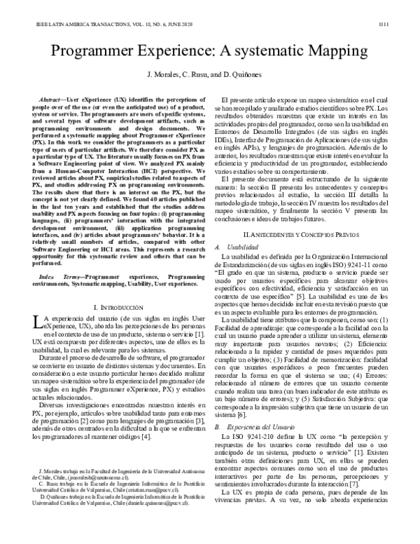 (PDF) Programmer Experience: A Systematic Mapping