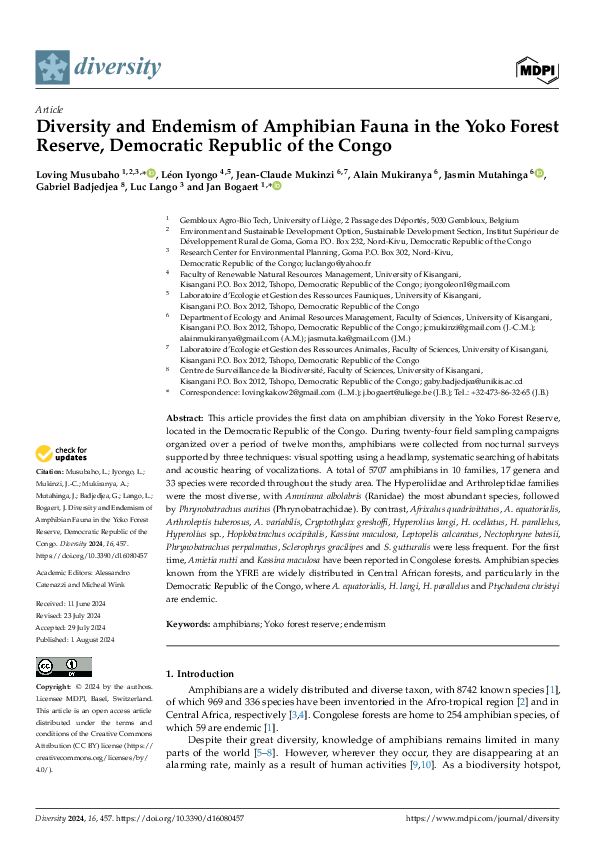 (PDF) Diversity and Endemism of Amphibian Fauna in the Yoko Forest ...
