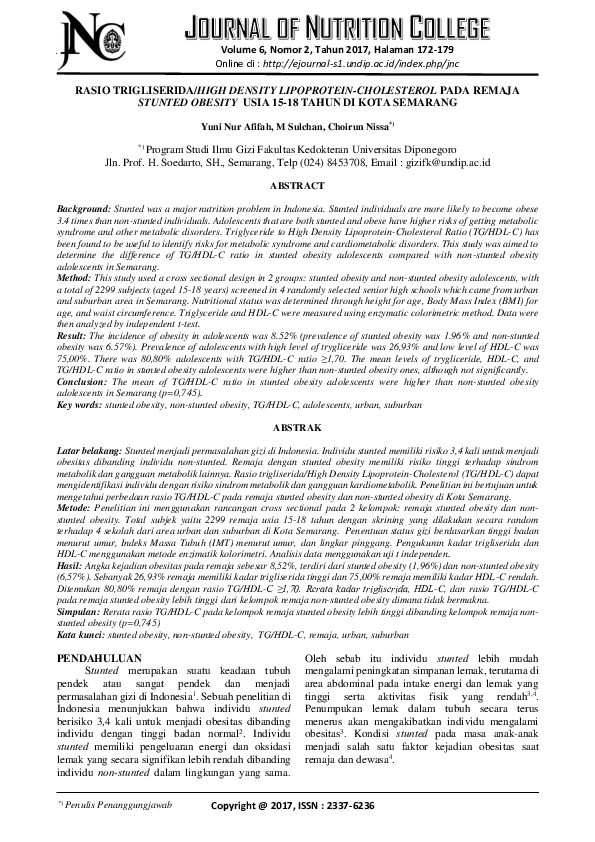 (PDF) Rasio trigliserida / high density lipoprotein-cholesterol pada ...